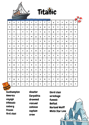Wordsearch - Titanic | Teaching Resources