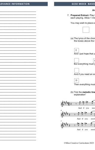 WJEC GCSE MUSIC 2023 MOCK PAPER (PRACTICE QUESTIONS) | Teaching Resources
