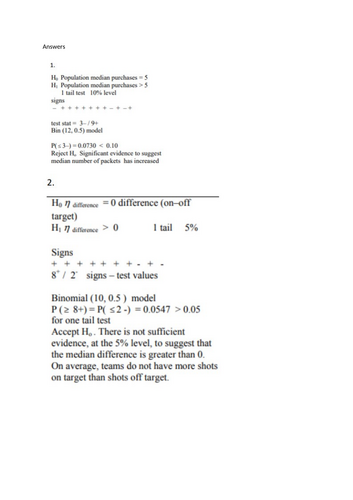 A level statistics: 10 Non parametric tests: Sign test, Wilcoxon sign ...