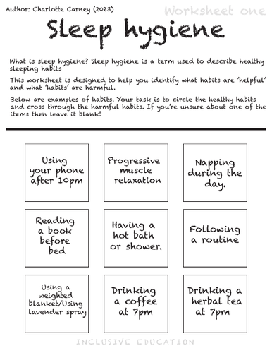 SEN/Mental health managing sleep worksheets | Teaching Resources