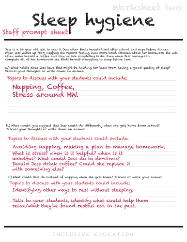 SEN/Mental health managing sleep worksheets | Teaching Resources