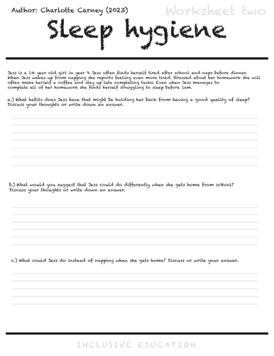 SEN/Mental health managing sleep worksheets | Teaching Resources