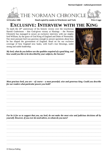 Norman government - an interview with the king | Teaching Resources