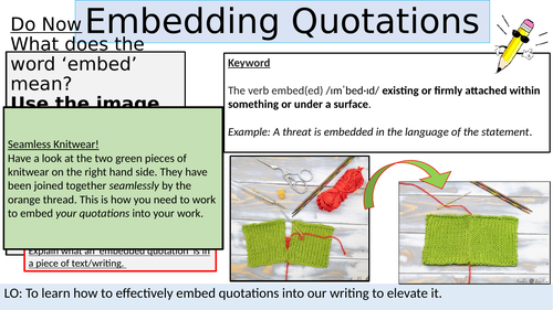 Embedding Quotations Lesson and Scaffold/Templates | Teaching Resources