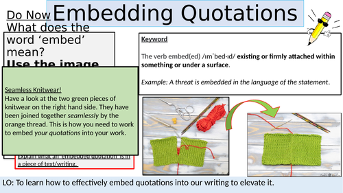 Embedding Quotations Lesson and Scaffold/Templates | Teaching Resources