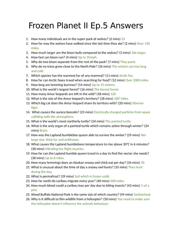 Frozen Planet II Episode 5 Worksheet | Teaching Resources