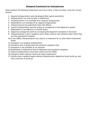 Schizophrenia full curriculum bundle AQA Psychology | Teaching Resources