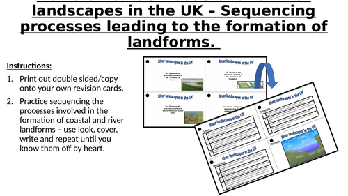 GCSE Geography - Coastal and River landforms sequencing revision cards ...