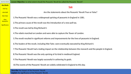 The Significance of the Peasants’ Revolt | Teaching Resources