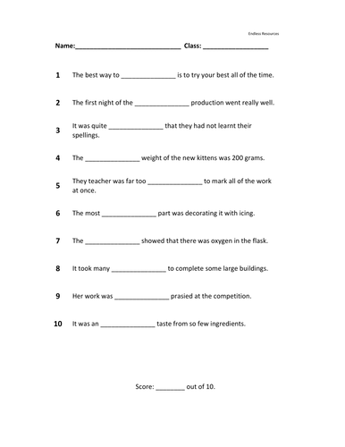 Example for the Key Stage 2 - Year 6 - SPAG Spelling Test - Spellings 1 ...