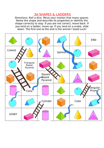 3D Shape Snakes & Ladders Game | Teaching Resources