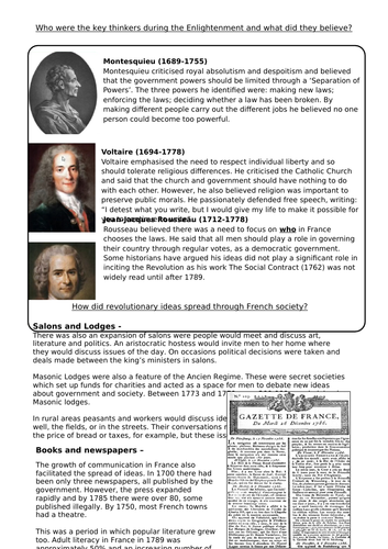The Enlightenment & French Revolution | Teaching Resources