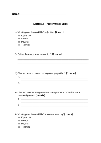 AQA GCSE Dance Y10 Year's worth of lessons | Teaching Resources