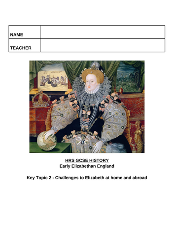 GCSE EDEXCEL Early Elizabethan England Resource Booklet Bundle ...