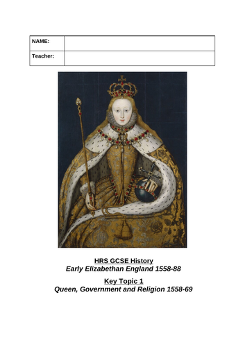 GCSE EDEXCEL Early Elizabethan England Resource Booklet Bundle ...