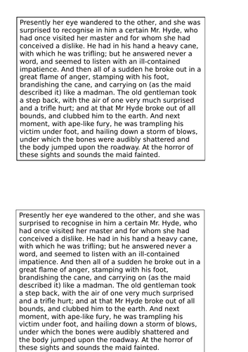 Jekyll and Hyde - Higher Ability Lesson Bundle - Chapter 4 Consolidation | Teaching Resources