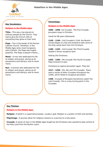 History KS3 SOW & Knowledge Organisers | Teaching Resources