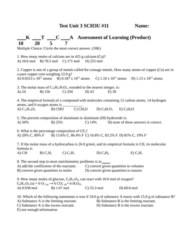 FULL YEAR TEST PACKAGE Grade 11 Chemistry (20 ASSESSMENTS WITH ANSWERS ...