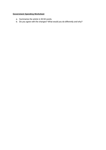Government Spending Economics Edexcel | Teaching Resources