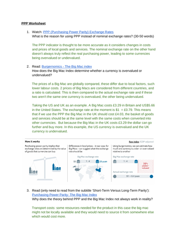 Purchasing Power Parity | Teaching Resources