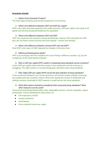 Economic Growth | Teaching Resources