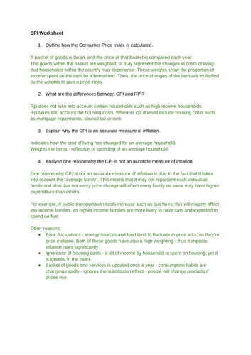 Inflation Measures | Teaching Resources