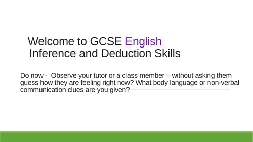 WJEC/EDUQAS English Language Inference and Deduction Skills | Teaching ...