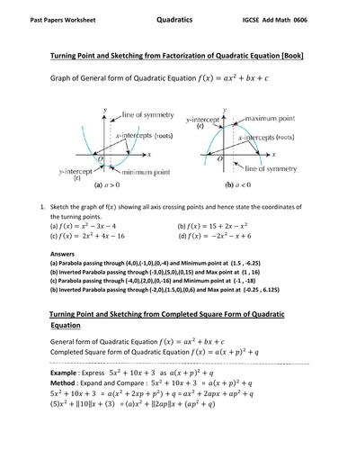 Cambridge Additional Mathematics 0606 and 4037 Topic Wise Past Paper ...