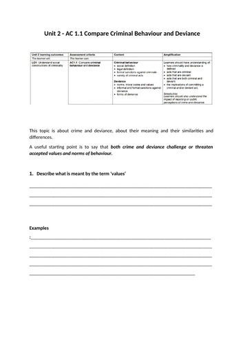 WJEC Criminology Unit 2 AC 1.1 Slides and Booklet | Teaching Resources WJEC Criminology Unit 2 AC 1.1 Slides and Booklet | Teaching Resources