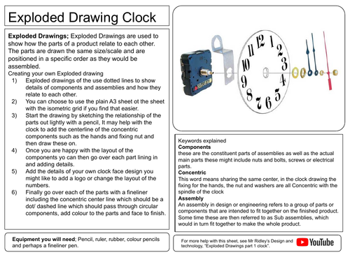 Exploded Drawing - Draw a clock | Teaching Resources