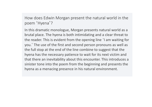Teaching English: Poetry - Edwin Morgan 'Hyena' | Teaching Resources