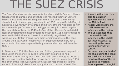 OCR Conservative Domination, 1951-64, Lesson 4: Eden and the Suez ...