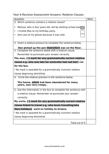 Year 6 SPAG Revision PPT: Relative Clauses | Teaching Resources