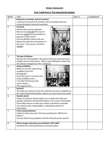 History Homework booklets for Key Stage 3- pack 1 | Teaching Resources