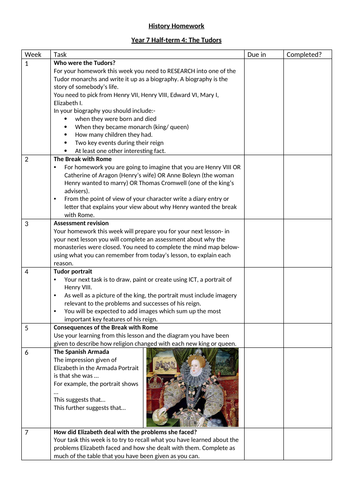 History Homework booklets for Key Stage 3- pack 1 | Teaching Resources