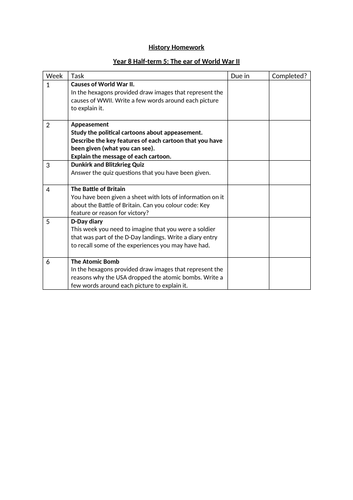 History homework booklets for key stage 3- pack 2 | Teaching Resources