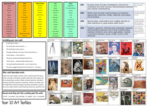 GCSE Art Textiles Knowledge Organisers | Teaching Resources