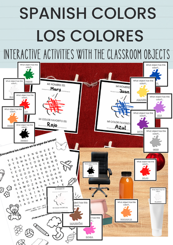 Spanish Colors Los Colores Interactive Activities Classroom Objects Kit ...