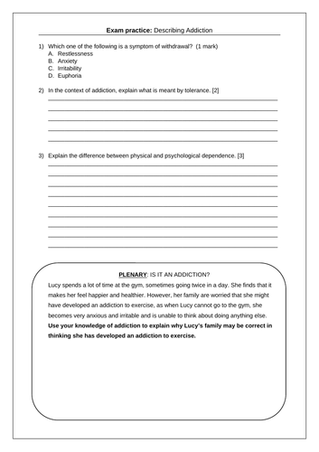 A-Level Psychology - DESCRIBING ADDICTION [Addiction Topic] | Teaching ...
