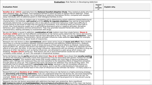 A-Level Psychology - RISK FACTORS IN THE DEVELOPMENT OF ADDICTION ...