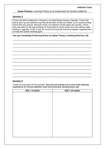 A-Level Psychology - LEARNING THEORY AS AN EXPLANATION FOR NICOTINE ...