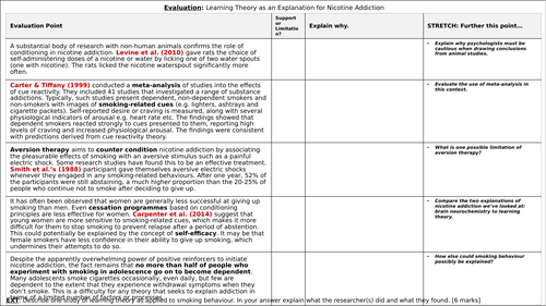 A-Level Psychology - LEARNING THEORY AS AN EXPLANATION FOR NICOTINE ...