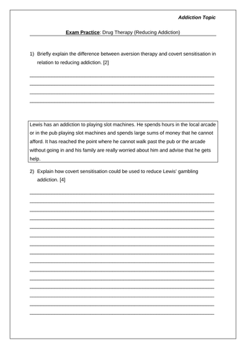 A-Level Psychology - BEHAVIOURAL INTERVENTIONS: REDUCING ADDICTION ...
