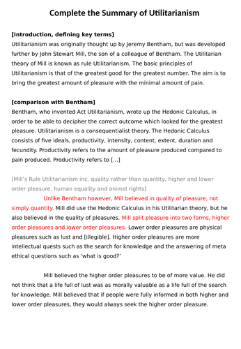 OCR Utilitarianism complete Unit | Teaching Resources