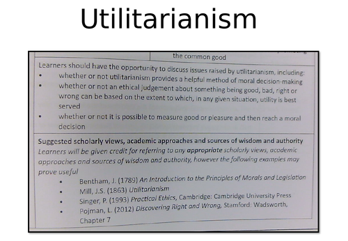 OCR Utilitarianism complete Unit | Teaching Resources