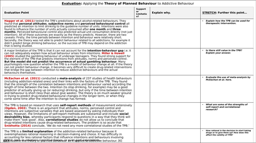 A-Level Psychology - APPLYING THE THEORY OF PLANNED BEHAVIOUR TO ...