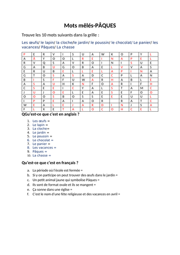 EASTER/ PAQUES : Translation, grammar, speaking and reading ...