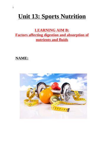 BTEC LEVEL 3 SPORT AND EXERCISE SCIENCE - UNIT 13: SPORTS NUTRITION ...