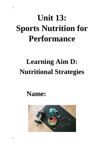 BTEC LEVEL 3 SPORT AND EXERCISE SCIENCE - UNIT 13: SPORTS NUTRITION ...