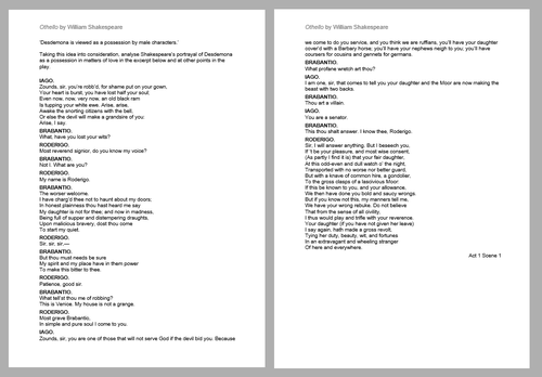Othello: 25 A Level English Practice Exam Papers | Teaching Resources